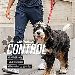 Leashboss Short Dog Leash for Dog Training | Padded Traffic Handle Short Leash for Dog Training, Total Comfort When Dog Walking | Traffic Leash for Dogs Large, Medium, Small | Short Nylon Dog Lead