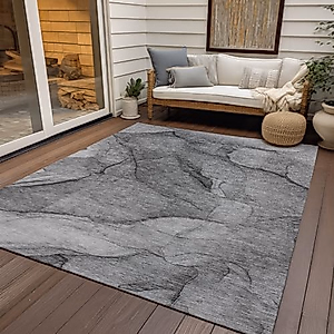 Addison Rugs Chantille ACN607 Gray 9' x 12' Indoor Outdoor Area Rug, Easy Clean, Machine Washable, Non Shedding, Bedroom, Living Room, Dining Room, Kitchen, Patio Rug