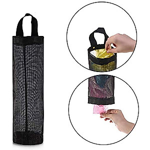 Plastic Bag Holder, Hanging Folding Mesh Garbage Bag for Home and Kitchen Plastic Bag Storage (Black 2 Pack)