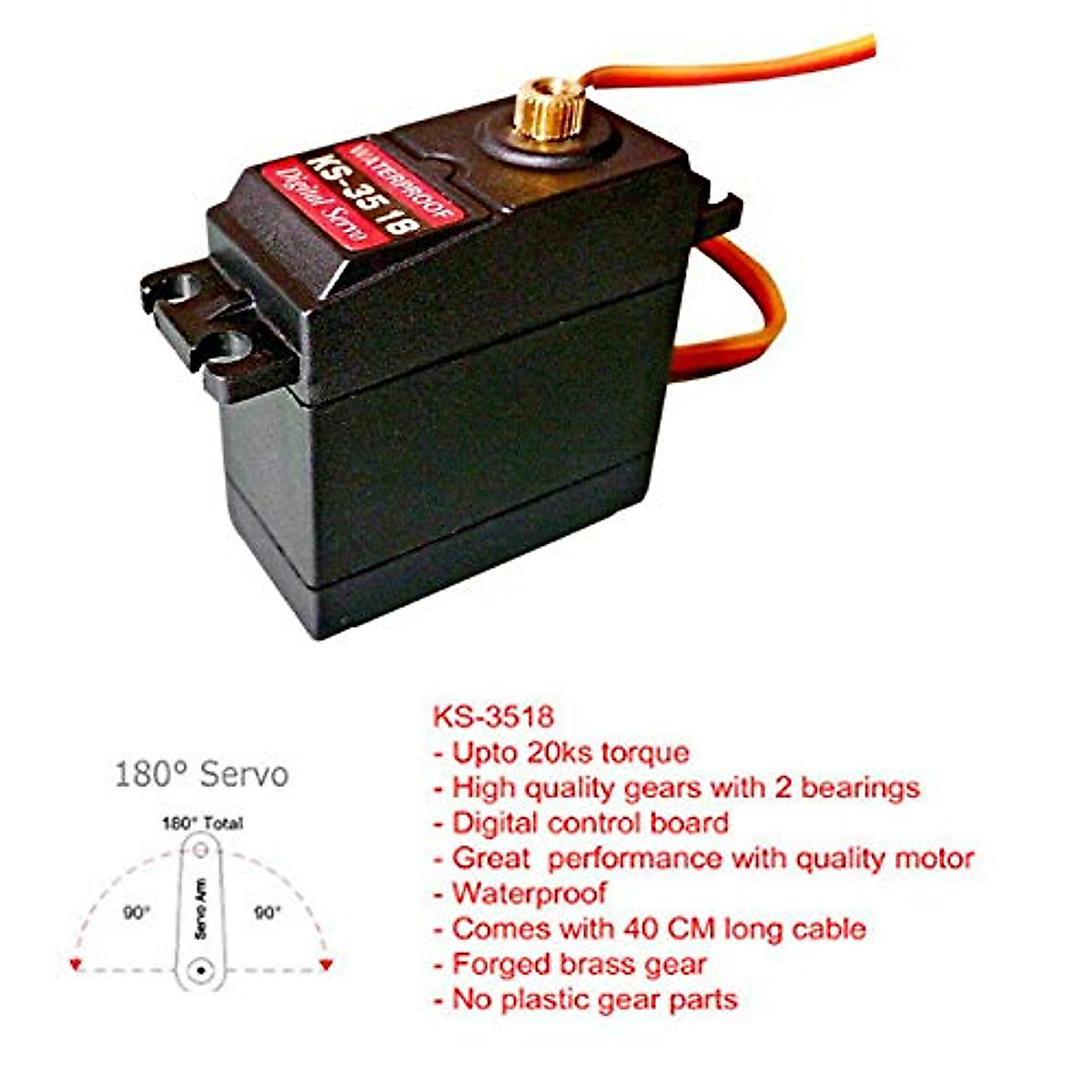 HeavenBird 20kg KS-3518 RC Digital Servo Large Torque Full Metal Gear Waterproof 180 Degree Control Angle for Car Crawler Robot Toys DIY Model