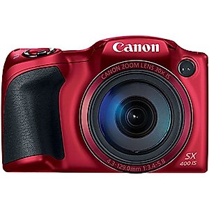 Canon Powershot SX400 is 16.0 MP Digital Camera with 30x Optical Zoom and 720p HD Video (Red)