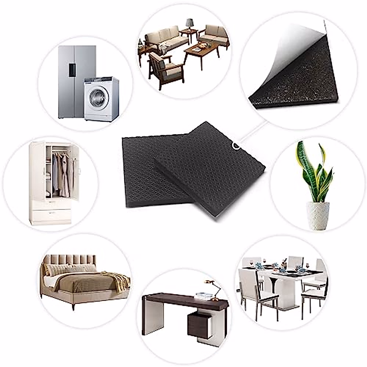 Yelanon Non Slip Furniture Pads -12pcs 4" Furniture Grippers Hardwood Floors, Non Skid for Furniture Legs,Self Adhesive Rubber Feet, Anti Slide Furniture Floors Protectors for Keep Couch Stoppers