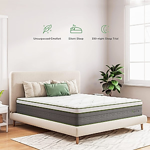 Novilla California King Size Mattress, 10 Inch Hybrid Mattress with Memory Foam & Individual Pocket Springs, Supportive & Pressure Relief,California King Mattresses in a Box,Medium Firm, vigour