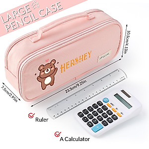 Angirlish Custom Pencil Case,Large Capacity Pencil Pouch with Handle,Canvas Pencil Box with Name,Aesthetic Pencil Bag for College Student Teen Girls Office Supplies,Personalized Back to School Gifts