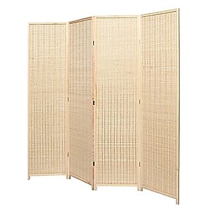 OGCAU Room Divider Screen, 6FT Room Separators Divider Wall, Privacy Room Sivider, Folding Screen Room Divider for Room Separation, Bamboo Room Screen Divider Freestanding (Natural, 4-Panel)