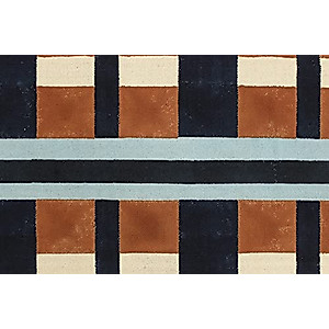 Casavani Indian Handmade Cotton Carpet Geometric Black & Multicolor Area Dhurrie Best Uses For Home/Office 4x8 Feet Rugs for Bedroom,Living Room,Kids Room,Hallway Enterway,Kitchen 8x8 Feet Square