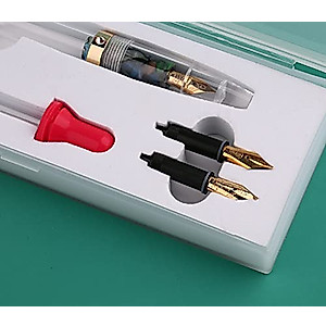 Lanxivi Majohn S5 Fountain Pen Extra Fine Nib +Two Additional Nibs (Wide and Bent) Clear Transparent Acrylic Eyedropper Filling