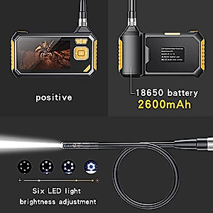 8MM Industrial Endoscope, 9.8ft/3m Semi-Rigid Snake Cable, 4.3inch LCD Screen, IP67 Waterproof, LED Light, Auto Focus, 2600mAh, Sturdy Case