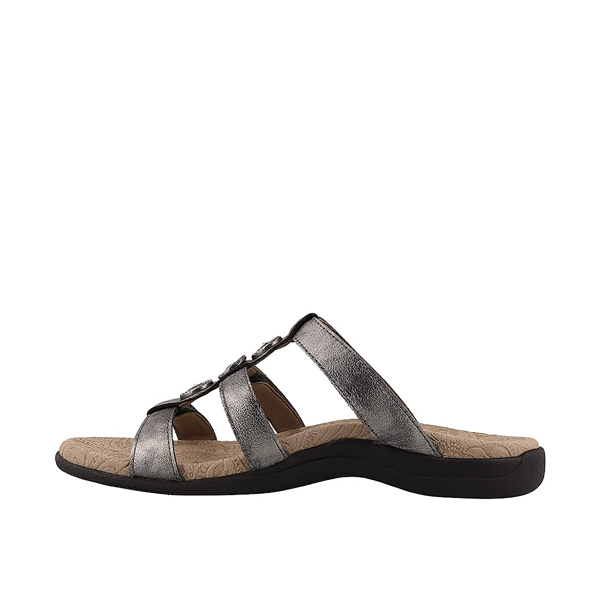 Taos Prize 4 Women's Walking Sandal - Stylish and Adjustable Three Strap Open Back Slide On Walking Sandal with Premium Arch Support and Cushioning for All Day Comfort Pewter 10 M US