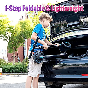 EVERCROSS EV06C Electric Scooter, Foldable Electric Scooter for Kids Ages 6-12, Up to 10 MPH & 5 Miles, LED Display, Colorful LED Lights, Lightweight Kids Electric Scooter (Black Blue)…