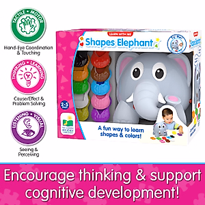 The Learning Journey Learn with Me - Shapes Elephant - Color & Shapes Teaching Toddler Toys & Gifts for Boys & Girls Ages 2 Years and Up - Preschool Learning Toy, Multi