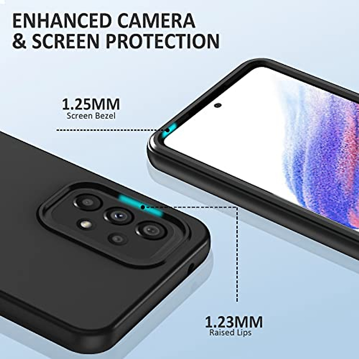 PUJUE for Samsung Galaxy A53 5G Case: Shockproof Protective Phone Cases - Soft Silicone TPU Slim Cell Shell - Cute Durable Rugged Matte Phone Covers (Black)