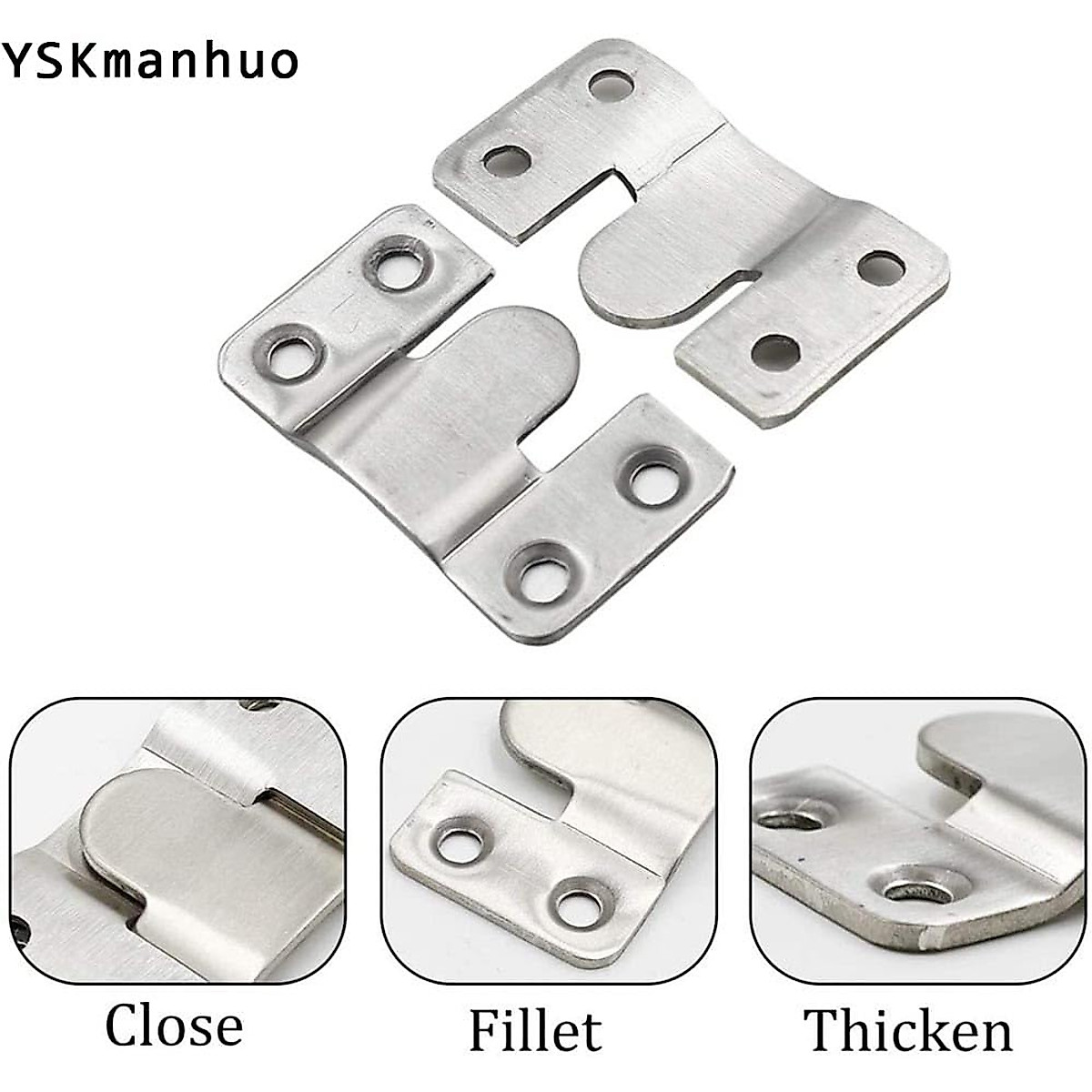 4 Pairs Flush Mount Bracket,Interlocking Furniture Connector,Stainless Steel Heavy Duty Photo Frame Hook Picture Hanger for Large Picture Display Art Gallery Wall Mount Hardware (Large-4 Pairs)