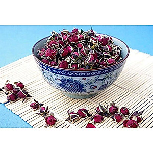 TooGet Fragrant Natural Deep Red Rose Buds Rose Petals Organic Dried Golden-Rim Rose Flowers Wholesale, Culinary Food Grade - 4 OZ