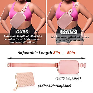 Everywhere Belt Bag with Card Holder Wallet for Women, Fanny Pack Crossbody Bags with Longer-length Adjustable Strap, Unisex Fashion Waist Packs for Workout Travelling Running (Pink)