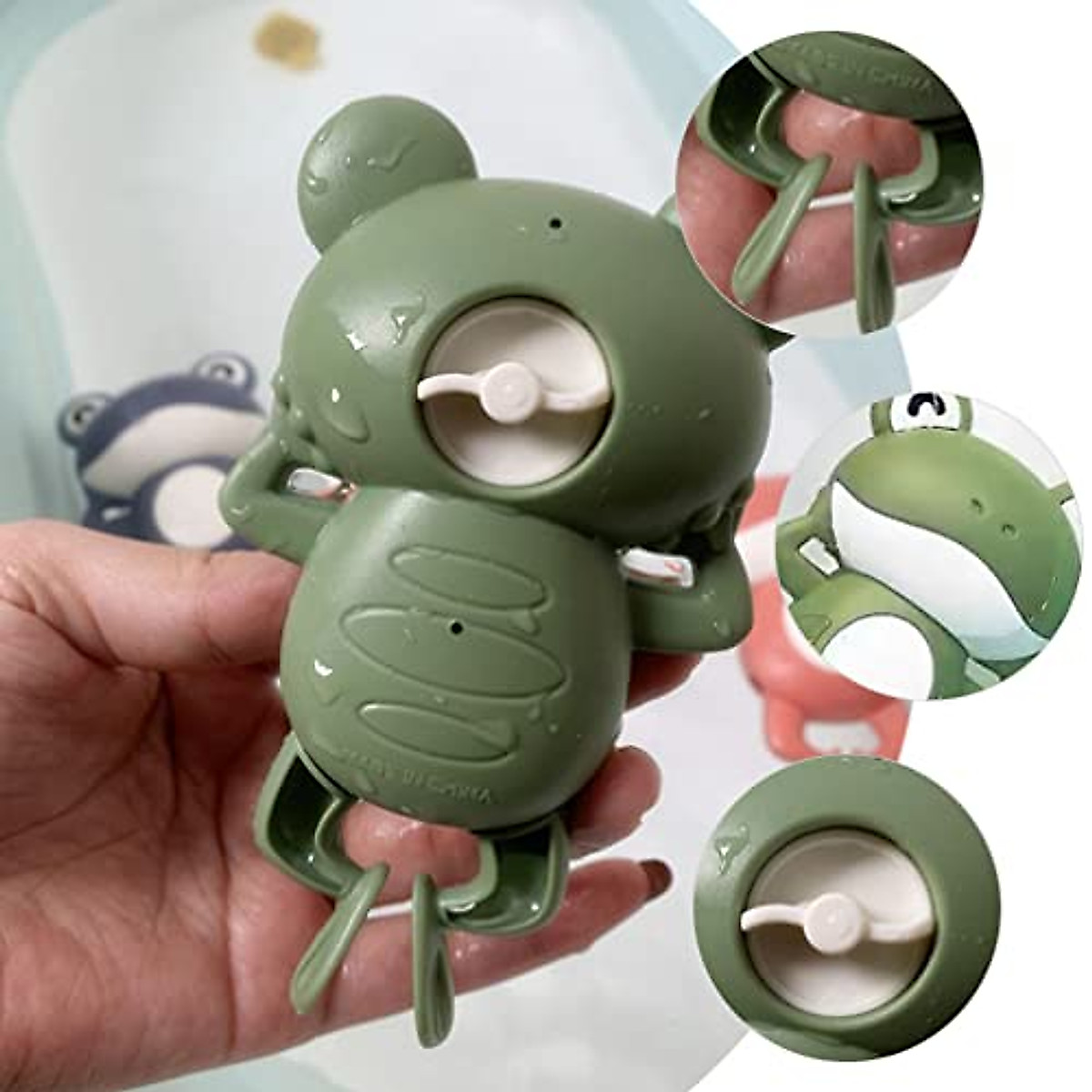 Toyvian 3Pcs Wind Up Bath Frogs for Kids Swimming Frog Clockwork Toys Floating Bathtub Toy Kids Water Bathtime Fun Green