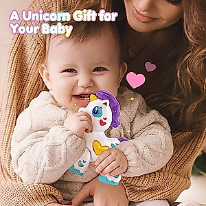 hahaland Toddler Girl Toys Unicorn Toy for 1 Year Old Girl, Musical Light up Kid Girl Interactive Travel Toys, Baby Toys 12-18 Months, 1+ Year Old Girl Birthday Gifts
