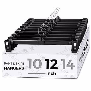 Titan Mall Pants Hangers 30 Pack 12inch Black Plastic Skirt Hanger with Non-Slip Big Clips and 360 Rotatable Hook, Durable and Sturdy Plastic Hanger, Elegant and Economical for Hanging Pants or Skirts