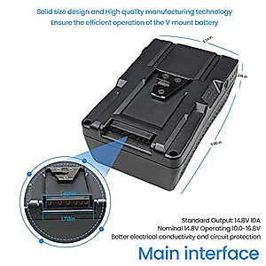 REYTRIC 190Wh(13400mAh) V Mount/V-Lock Battery Compatible Video Camera Camcorder Broadcast LED Light with D-Tap Charger