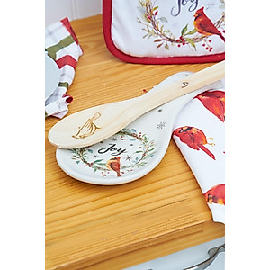 C&F Home Joy Cardinal Wreath Spoon Rest White