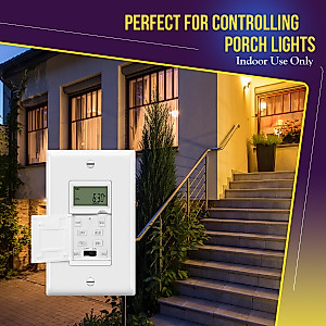 ENERLITES Programmable Digital Timer Switch for Lights, Fans, Motors, 7-Day 18 ON/OFF Timer Settings, Single Pole, Neutral Wire Required, UL Listed, HET01-C, White, 2 Pack