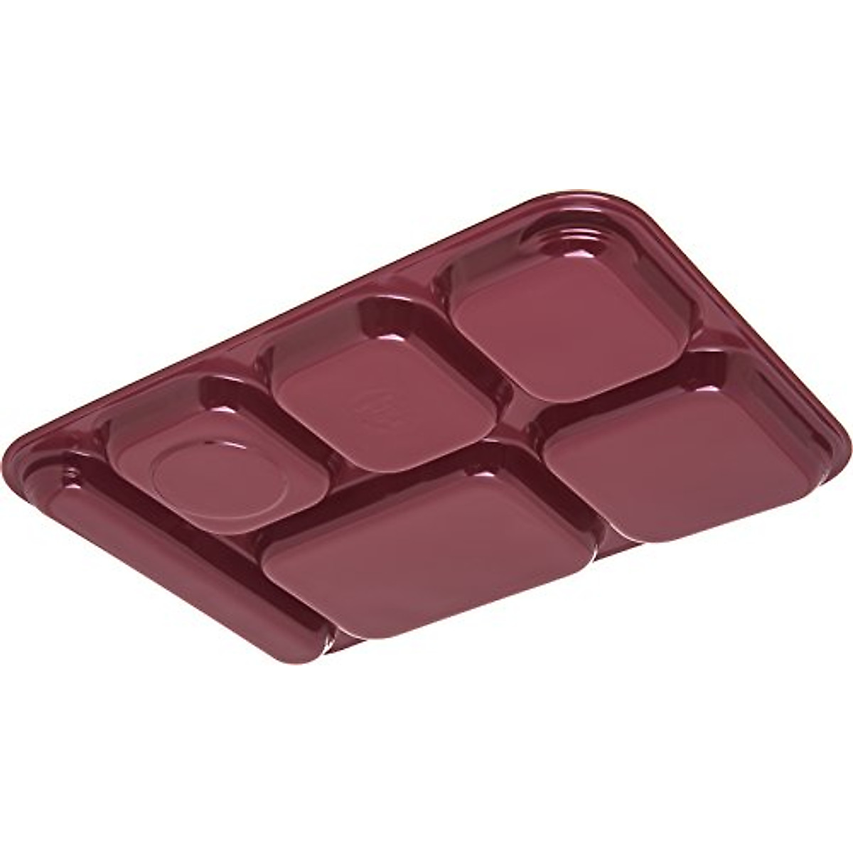 Carlisle FoodService Products Right Hand 6-Compartment Melamine Tray 14.5" x 10" - Dark Cranberry (Pack of 12)