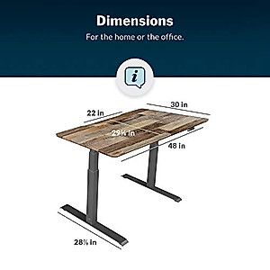 Vari Electric Standing Desk 48" x 30" (VariDesk) - Electric Height Adjustable Desk - Standing Desk for Office or Home - Adjustable Standing Desk - Powerful Dual Motor Sit Stand Desk - Reclaimed Wood