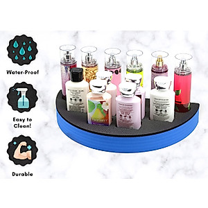 Polar Whale Lotion and Body Spray Stand Organizer Half Circle Large Tray Blue Black Durable Foam Washable Waterproof Insert for Home Bathroom Bedroom Office 16.5 x 8.5 x 2 Inches 12 Slots