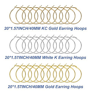 FANMAOUS 60Pcs Hoop Earring Findings Stainless Steel Earrings Beading Round Earrings Hypoallergenic Hoop Earrings Open Beading Hoop for Jewelry Making DIY Crafts Art Creation Girl (40mm)