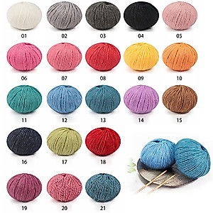 Knitted Yarn Skeins Handcrafting Cotton Yarns 50G Crocheting Yarn Soft Medium Thick Skeins Sweater Scarf Crochet Warm Wool Tools 400m Sweater Cotton Yarn 2 Rolls (Blue)