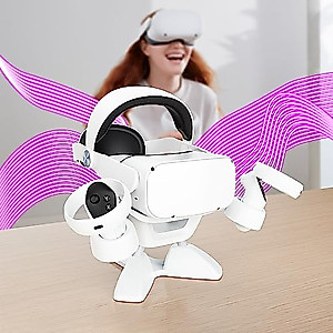 Vimetapro VR Stand Compatible with Quest 2 Rift S Rift GO Valve Index HTC Vive Vive Pro, Virtual Reality Headset Stand Storage and Touch Controllers Display Holder Accessories for Quest Gaming Headset