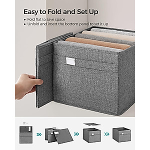 SONGMICS Storage Baskets, Set of 4 Extra Large Storage Bins for Organizing, 30L, 15.7 x 11.8 x 9.8 Inches, Fabric Storage Cubes for Shelves, Easy to Clean, Foldable, 2 Handles, Dove Gray UROB240G04