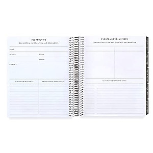 Erin Condren 7" x 9" Platinum Coiled Focused Teacher Lesson Planner (August 2023 - July 2024) - Quartz Grid Vegan Leather Cover - 80 Lb. Thick Mohawk Paper, 12 Month Calendar