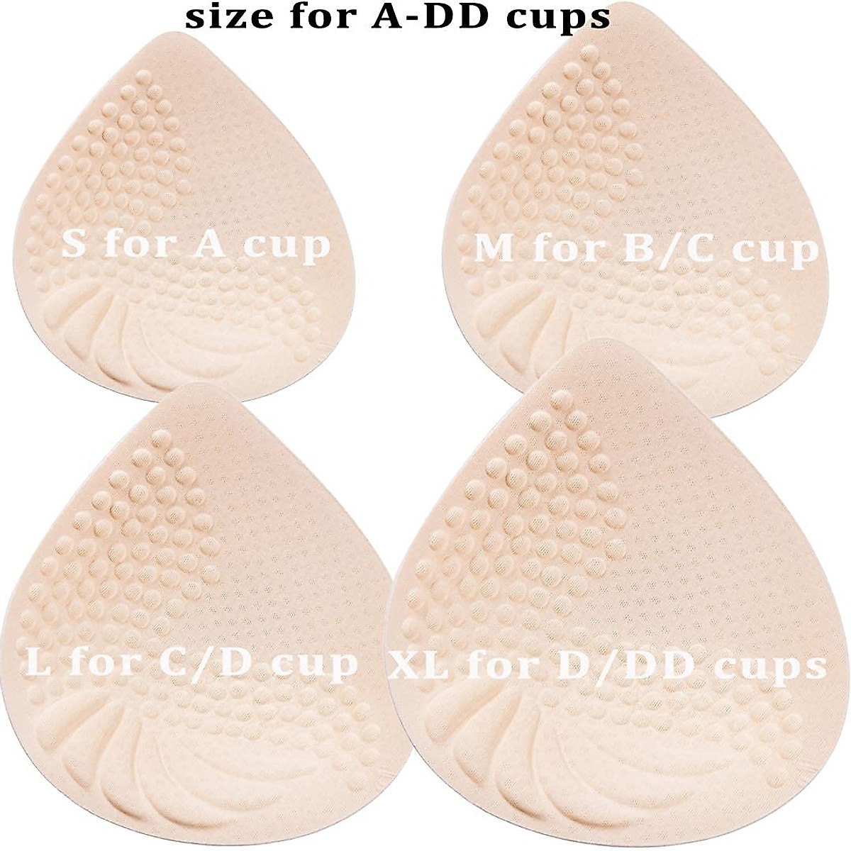 PRETTYWELL Bra Pads Inserts, 2 Pairs Latex Bras Inserts for Sports Bras, Bra Cups Inserts for Bikini Tops (Beige, S)