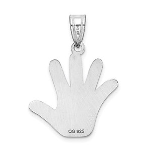 Sterling Silver Rhod-plate Enamel Autism w/Puzzle Piece Handprint Pendant QQC9343