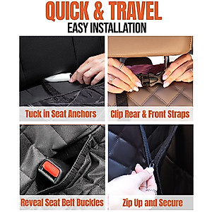 Large Backseat Cover for Dogs. Car Seat Extender with Hard Bottom & Mesh. Heavy Duty Hammock. Full Car/SUV Protection - Back seat Extender for Dogs. Black. Hard Bottom Car Seat Cover for Dogs. Gray