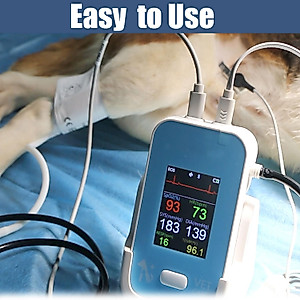 Veterinary Blood Pressure Monitor for Dog,Pulse Oximeter for Pet with Bluetooth,6 Parameters Veterinary Patient Monitoring Equipment,Rechargeable Animal Vital Signs Monitor for Family Clinic Use