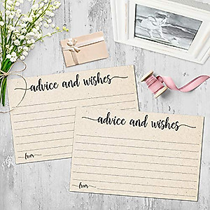 321Done Advice and Wishes Cards (50 Cards) 4" x 6" Blank Well Wishes for Wedding, Bridal, Mr and Mrs, Retirement, Baby Shower - Words of Wisdom - Made in USA, Kraft Tan