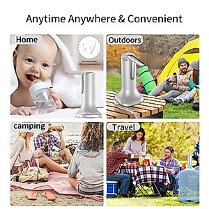 FEERNICH Water Dispenser for 5 Gallon Bottle，Universal Automatic Portable Water Bottle Pump Foldable Electric Drinking Water Pump 1200mAh USB Charging Suitable to Home Office Camp Travel （White）