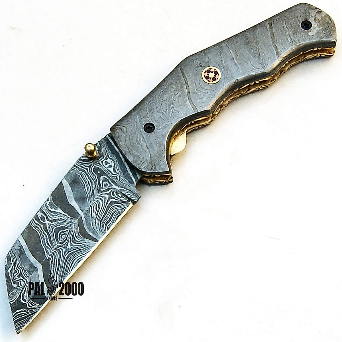 POC-9453 Handmade Damascus Steel 7.4 Inches Folding Pocket Knife - Damascus Handle