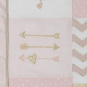 Lambs & Ivy Baby Love Pink/Gold Girl Heart 4 Piece Crib Bedding Set