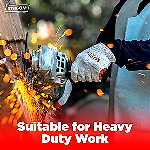 STIX-ON SAFETY Non-Slip 300 Pairs Red Latex Cotton Multi-Purpose Work Gloves- Nitrile Dipped & Rubber Palm Coated for a Firm Grip- Heavy Duty Premium-Construction-Moving-Warehouse-Garden-Gloves