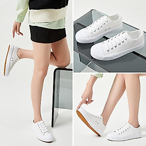 hash bubbie White Sneakers for Women Womens Tennis Shoes Women's Fashion Leather Sneakers Lace up Casual Shoes for Walking（White.US11）