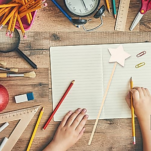 STOBOK Princess Fairy Wand Stick: 8PCS Unfinished Wooden DIY Crafts Star Magical Wand for Girls Art Show Cosplay Costume Party