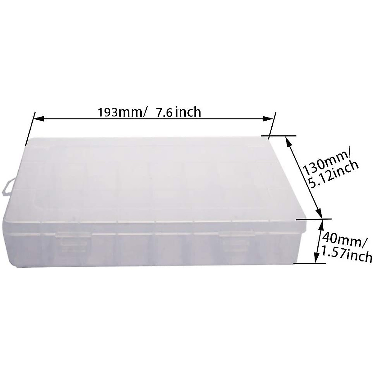 Yinpecly 24 Grids Double Buckle PP Component Storage Box Container Clear White with Removable Dividers Electronic Component Containers Tool Boxes 1pcs
