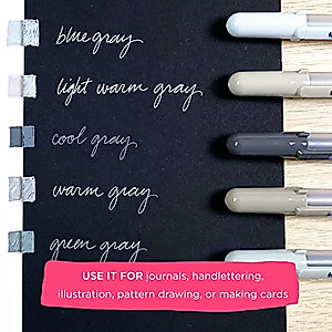 SAKURA Gelly Roll Moonlight 06 Gel Pens - Fine Point Ink Pen for Journaling, Art, or Drawing - Gray Ink - Fine Line - 5 Pack