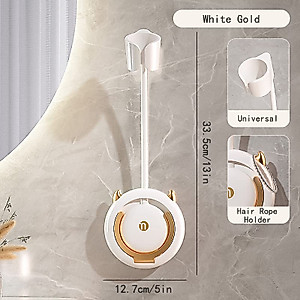 JARPSIRY 360° Adjustable Hands Free Hair Dryer Holder, Wall Mounted Blow Dryer Stand Rack with Cable Hanger, Flexible Lazy Hair Dryer Holder Bathroom Organizer