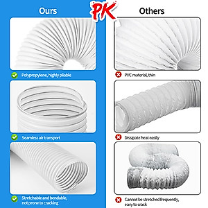 Portable Air Conditioner Exhaust Hose - 5.9 Inch Diameter, 78 Inch Length, Anti-Clockwise Thread