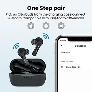 pamu T6C True Wireless Earbuds Bluetooth Headphones with Charging Case, Wireless Noise Cancelling Earbuds, Built-in Microphone, IPX6 Rating, Sweat Resistant Earphones, Bluetooth 5.0 Earphones Black
