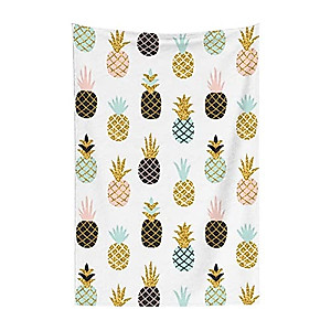 Cute Pineapple Stylish Glitter Throw Blanket Super Soft Warm Bed Blankets for Couch Bedroom Sofa Office Car, All Season Cozy Flannel Plush Blanket for Girls Boys Adults, 60 X 40 Inch